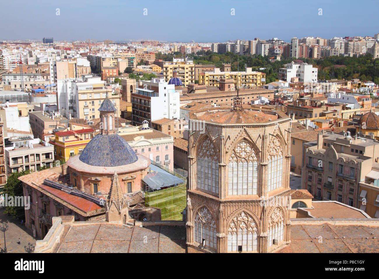 Valencia, Spain. Skyline seen from famous Cathedral Tower Stock Photo ...