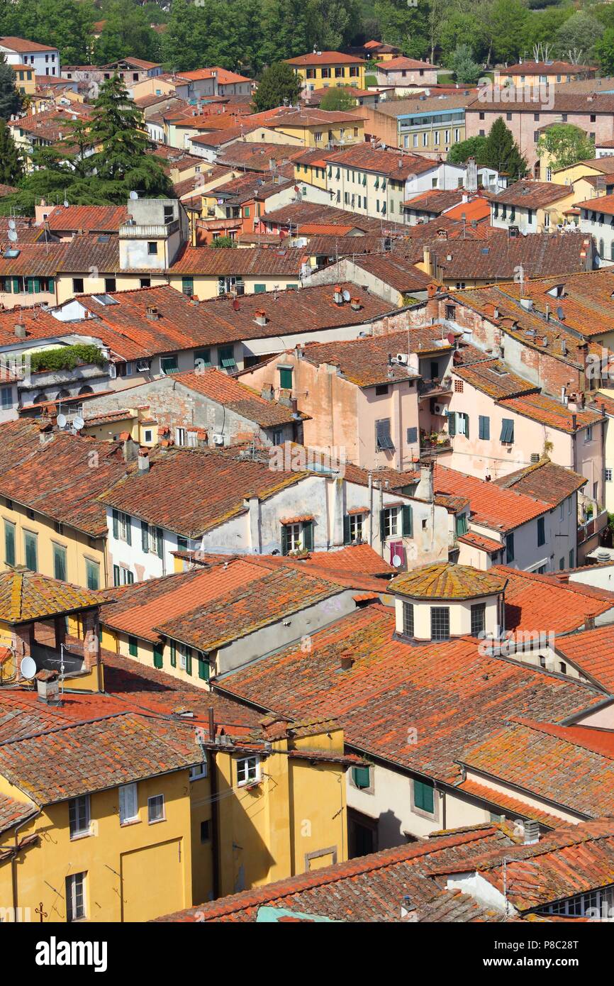 Lucca, Italy - medieval town of Tuscany. Aerial townscape view Stock ...
