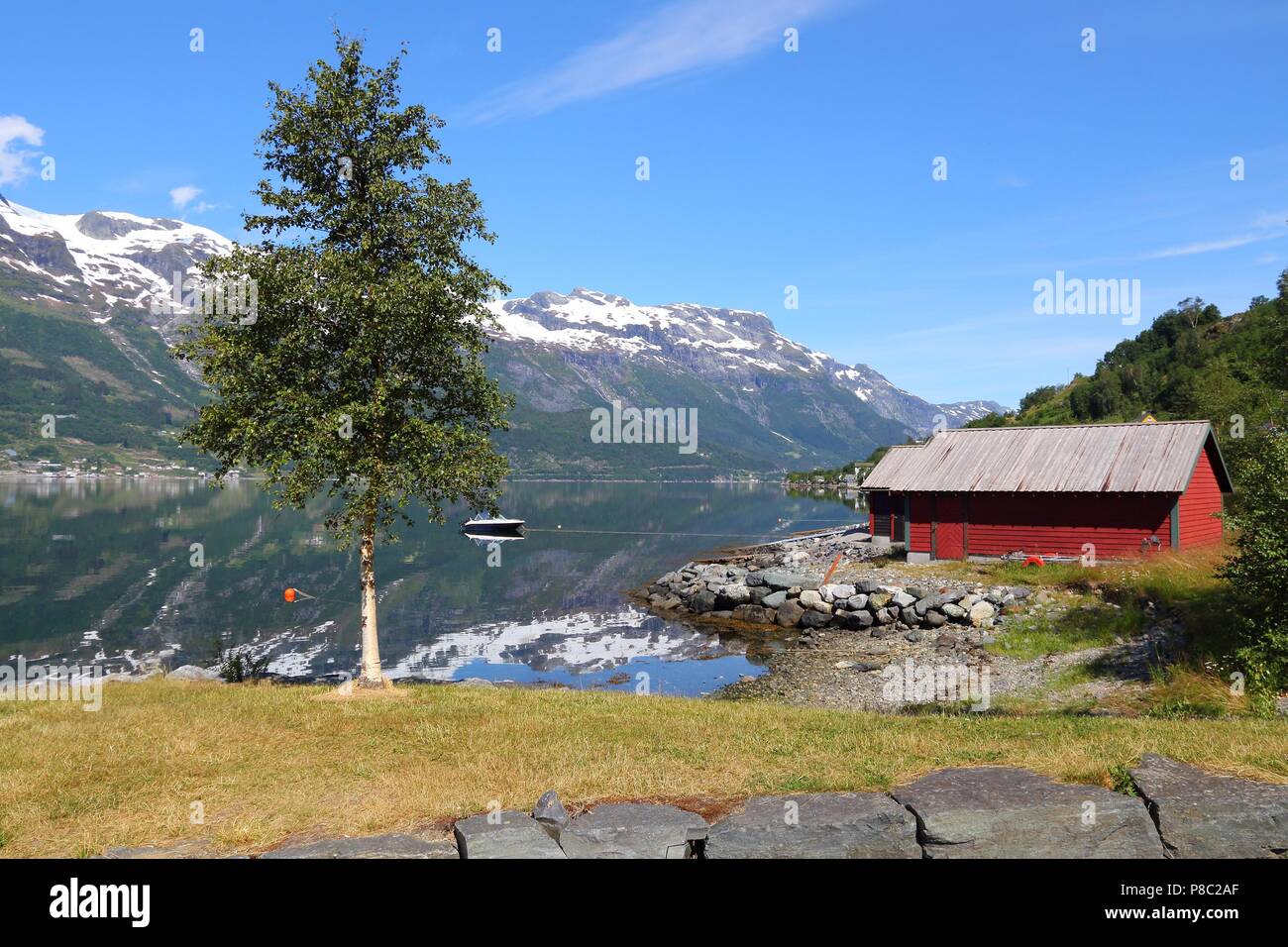 Norway fiord landscape - part of Hardanger Fjord called Sorfjord ...