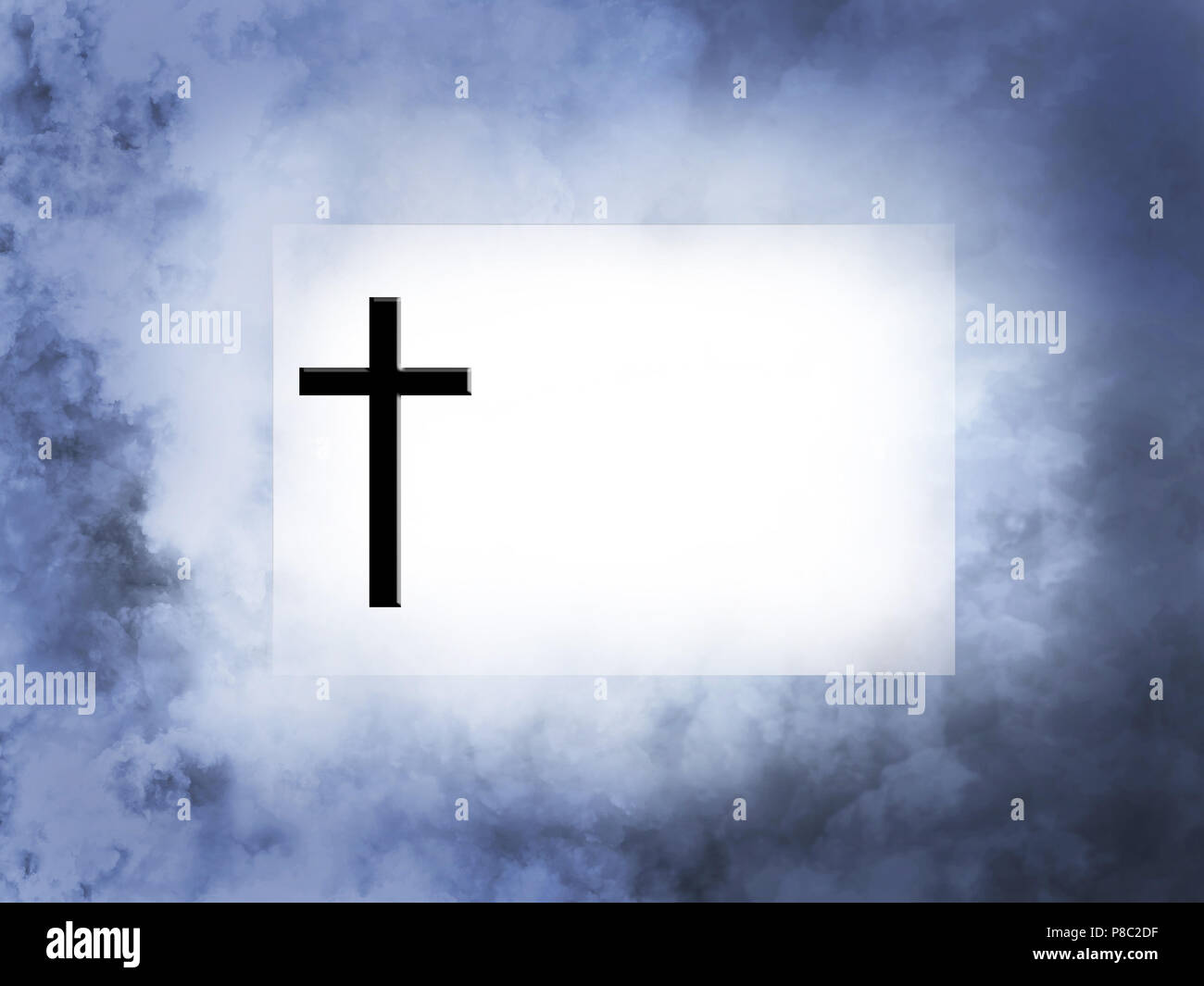 3D rendering of a blank card with a cross on heavenly background for ...