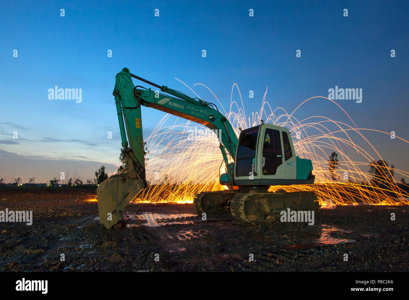 track-type loader excavator machine Stock Photo - Alamy