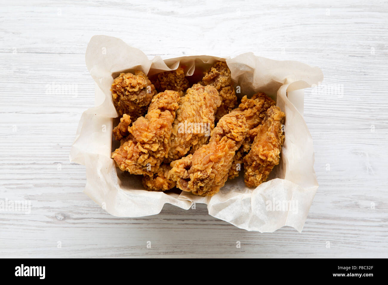 From above, fried chicken wings. Top view, overhead. Close-up Stock ...