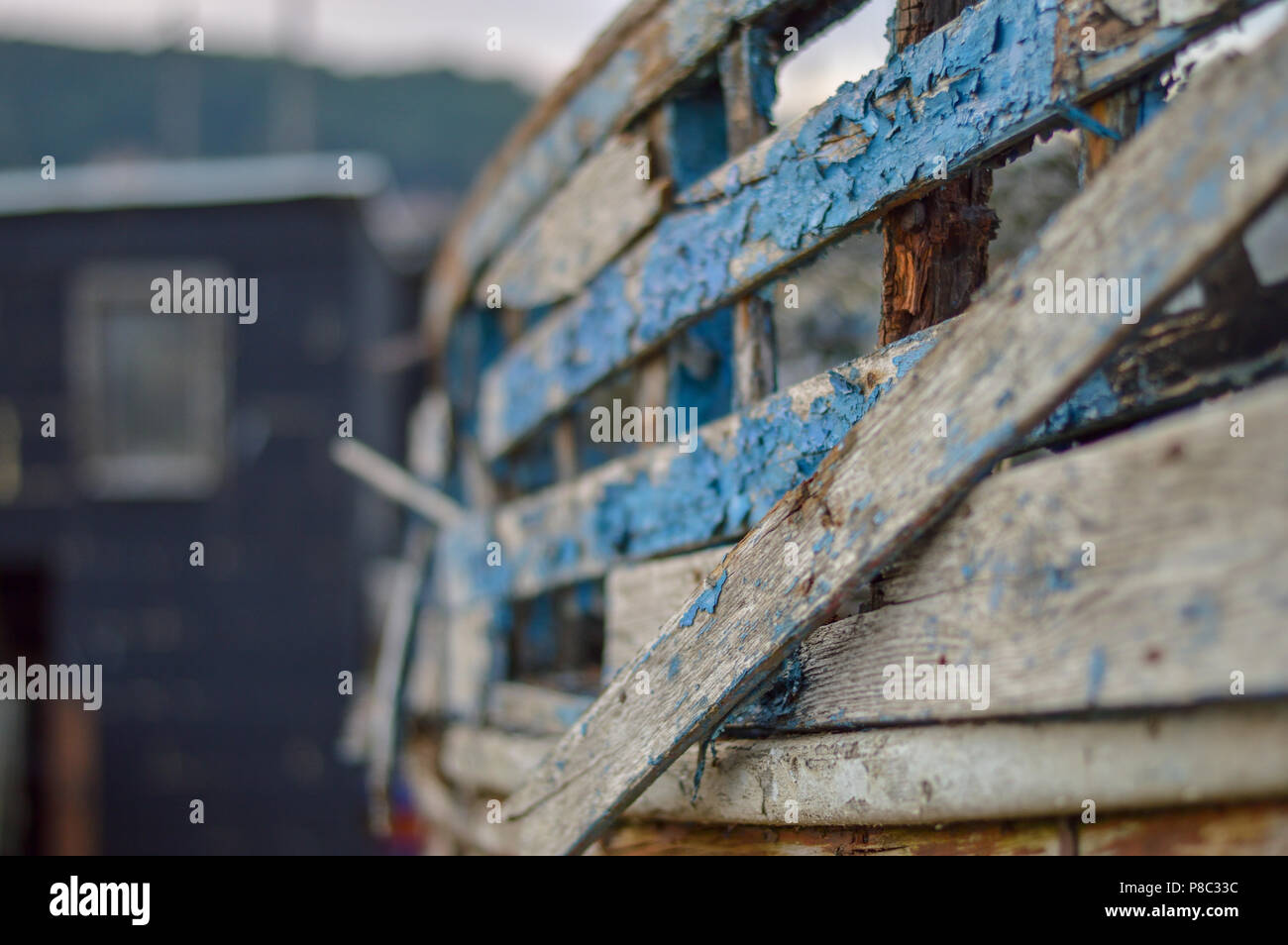 Old blue boat Stock Photo - Alamy