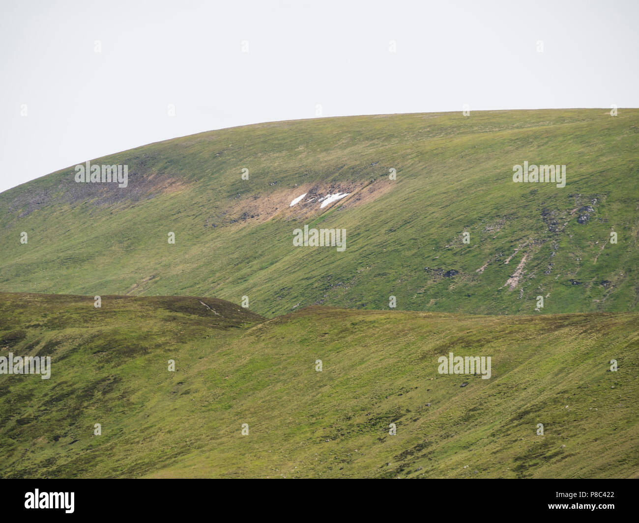 The last surviving two small pockets of snow in Glenshee, Scotland on ...