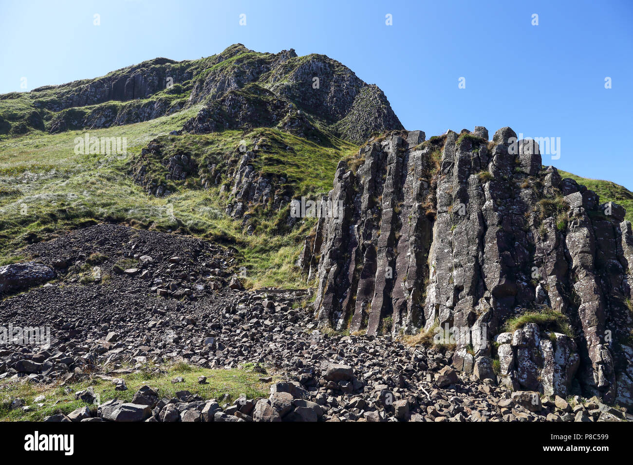 The Giants Causeway and overlooking cliffs, County Antrim, Northern ...