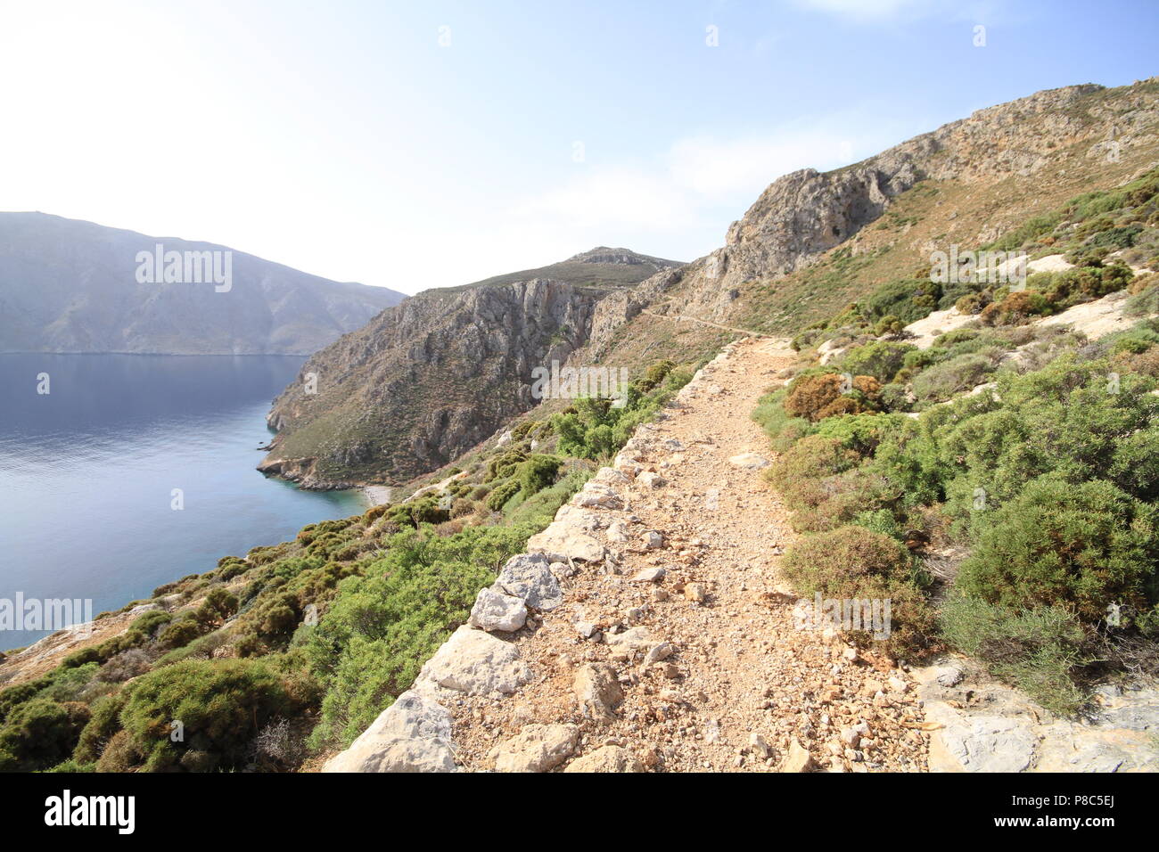 Walking trail, Tilos, Greece Stock Photo - Alamy