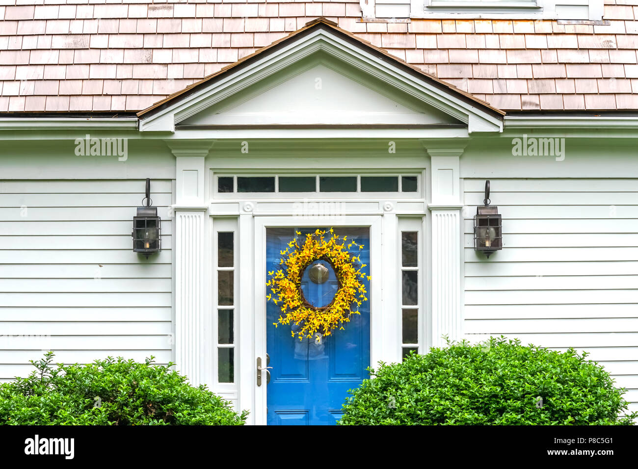 White House Blue Door Colorful Flowers Padnaram Village Dartmouth ...