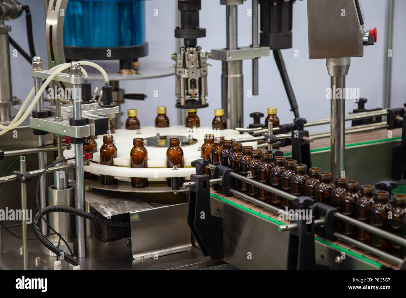 Production line of liquid filling and capping bottle machine Stock ...