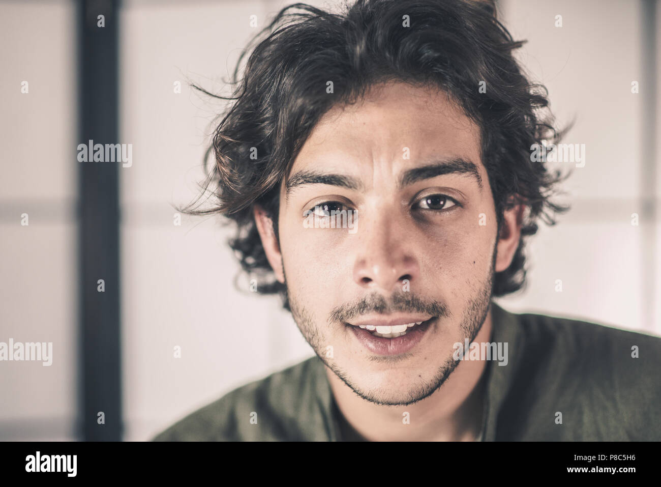 Close Up of Young Man Stock Photo - Alamy