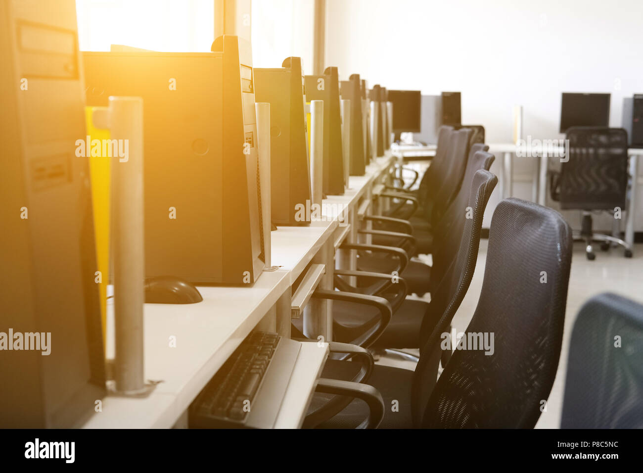 computer training room in university. lab classroom in college Stock ...