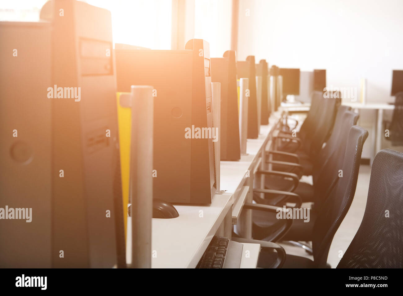 computer training room in university. lab classroom in college Stock ...