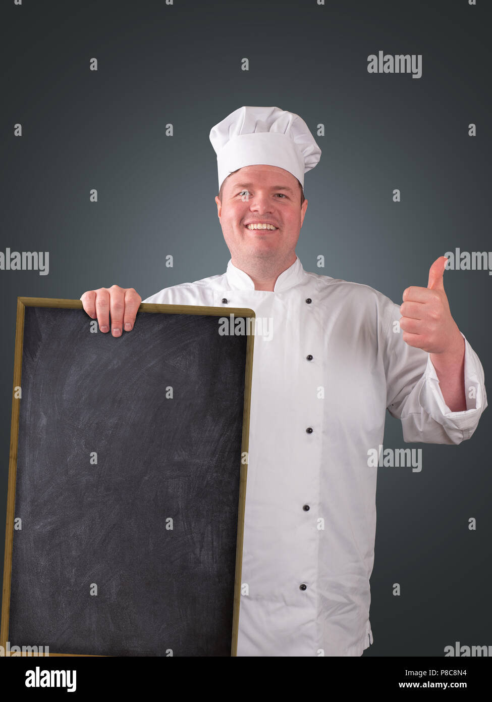 chef presents his idea on a blackboard Stock Photo - Alamy