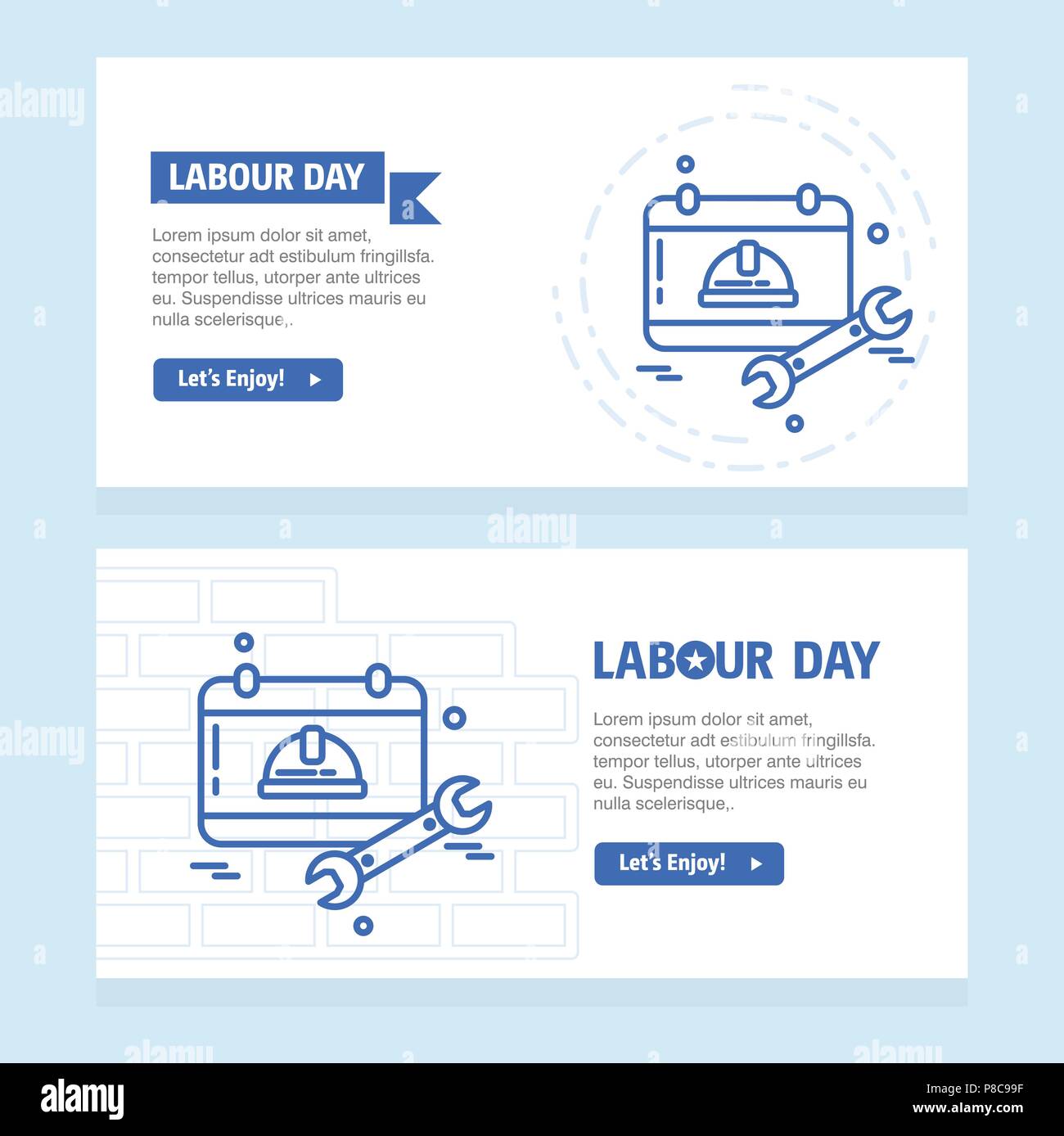 Happy Labour day design with blue theme vector - For web design and application interface, also ...