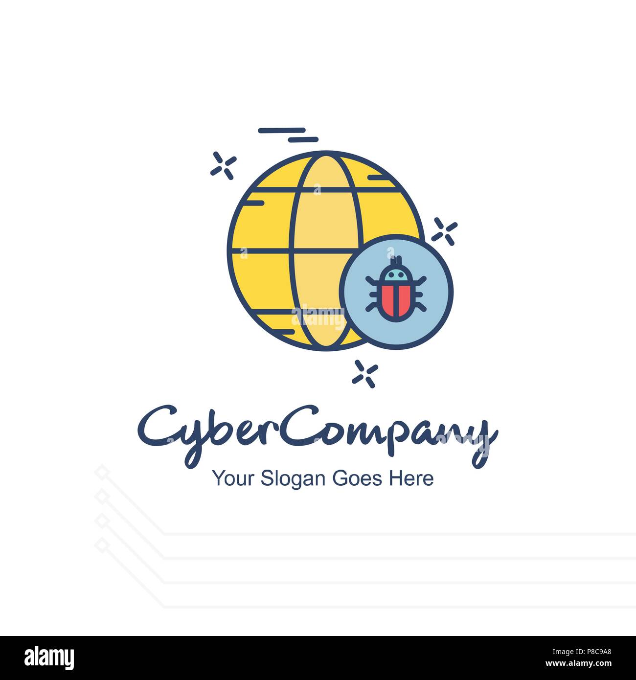 Cyber company globe logo with white background and typography - For web ...