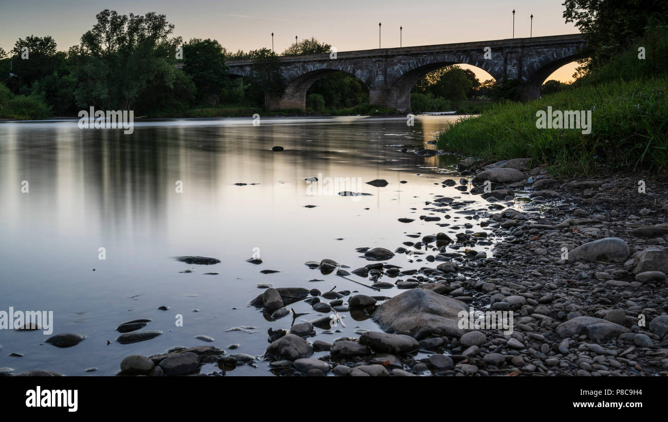 The River Tweed in Kelso Scotland, July 2018 heat wave, low water ...