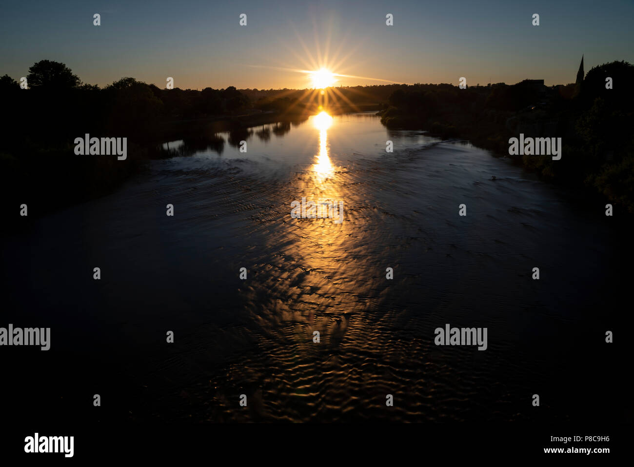 The River Tweed in Kelso Scotland, July 2018 heat wave, low water ...