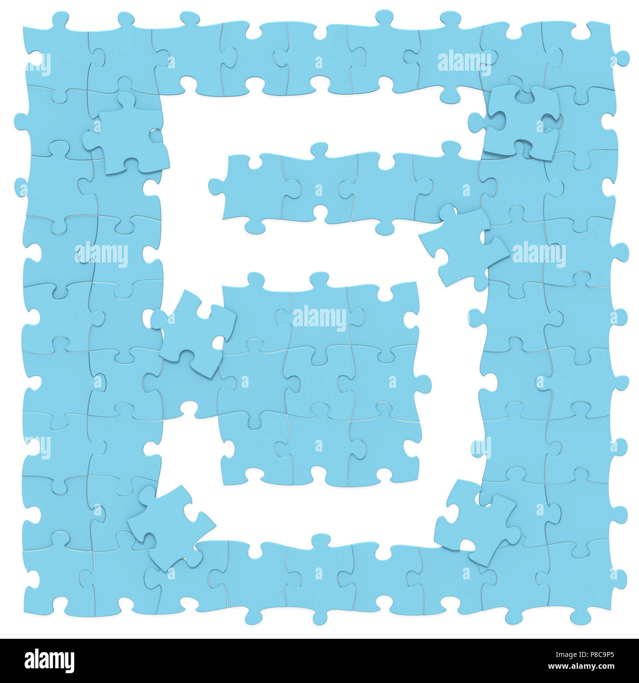 Jigsaw blue puzzles assembled like mathematical digit 5 or five on ...