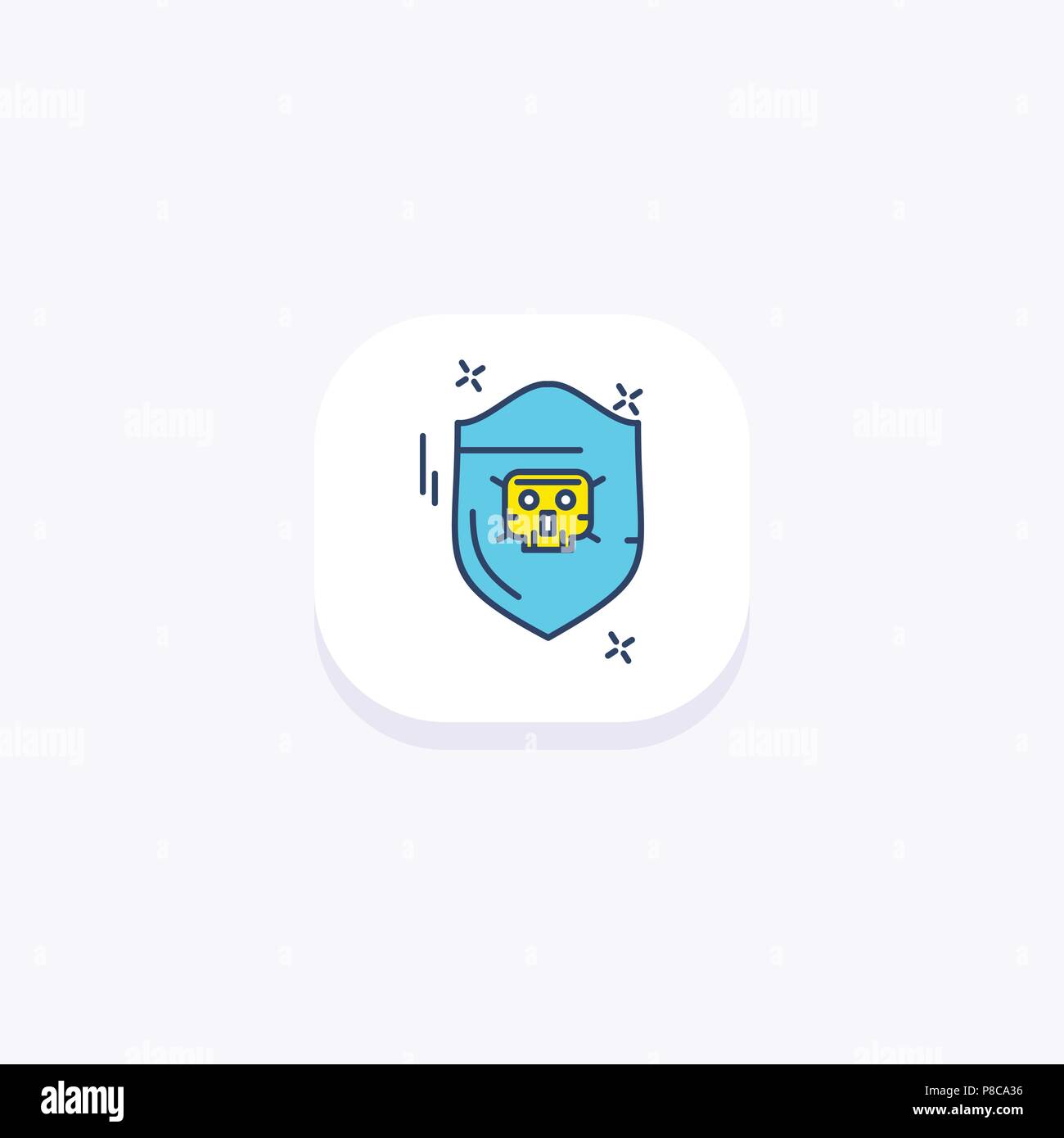 Cyber security icon with light background and rounded edges - For web ...