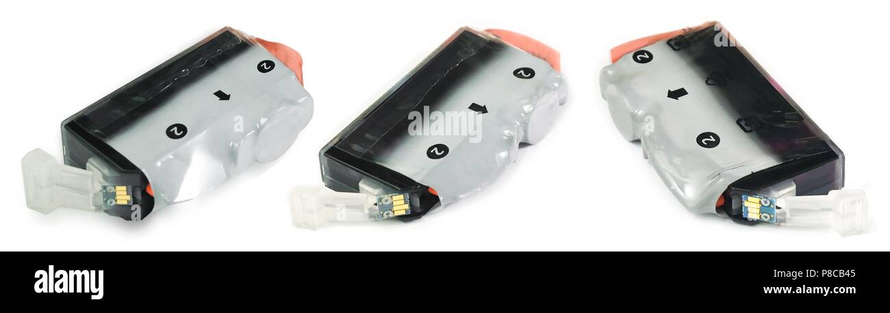 Ink Cartridges, A Component of Color Inkjet Printer Isolated on White ...