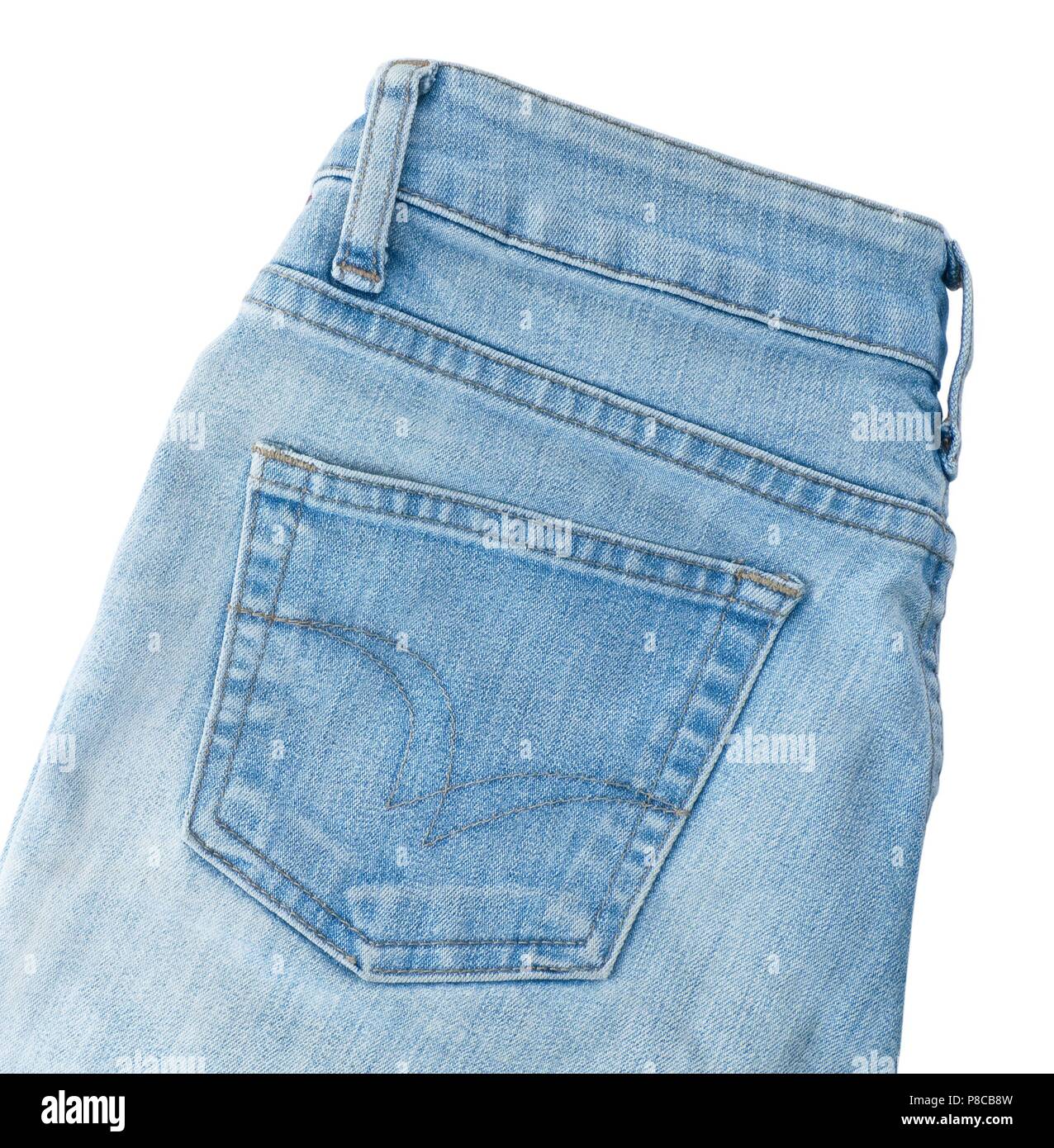 Fabric Texture, Close Up of Blue Denim Jean Isolated on White ...