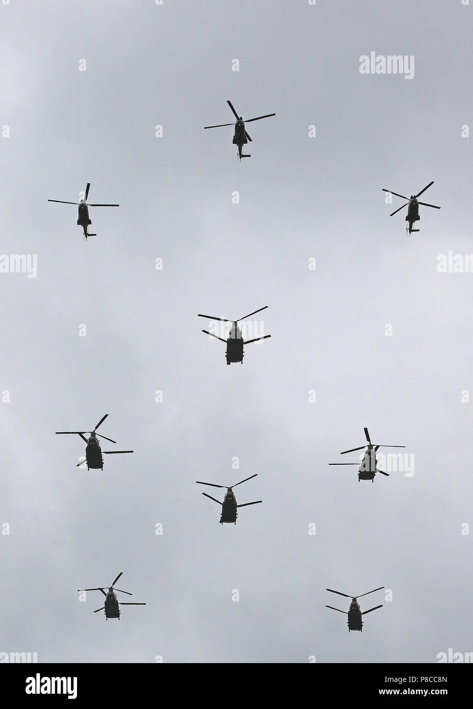 London, UK. 10th July, 2018. Puma HC2, Chinook HC4, RAF100 Parade and ...