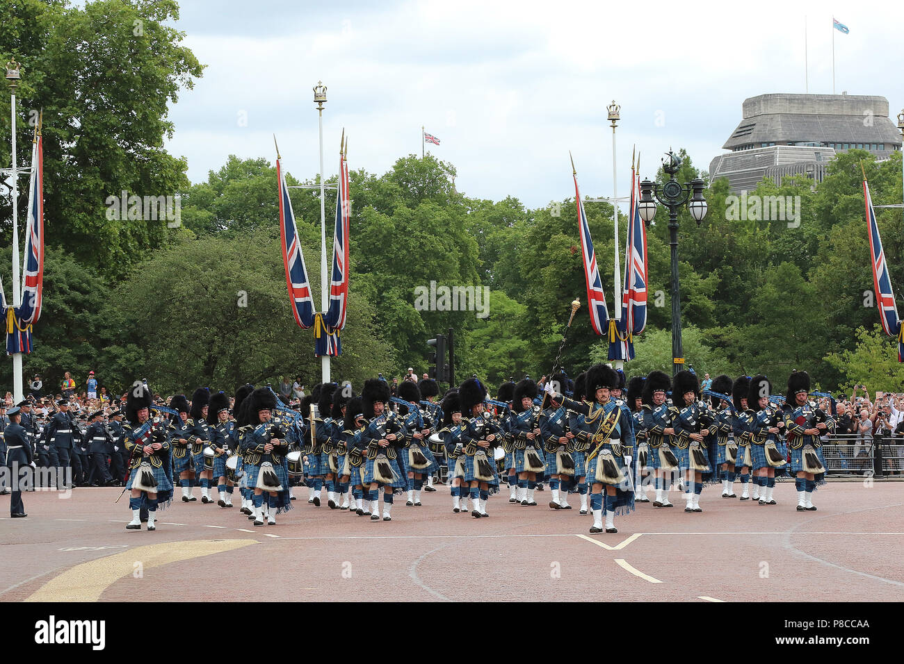 London, UK. 10th July, 2018. RAF100 Parade and Flypast, The Mall ...