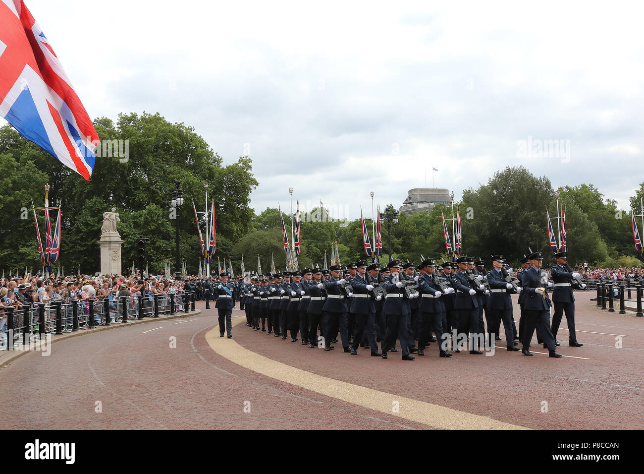 London, UK. 10th July, 2018. RAF100 Parade and Flypast, The Mall ...