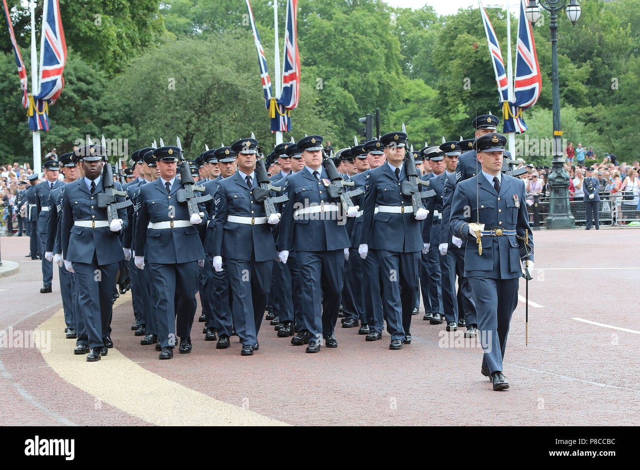 London, UK. 10th July, 2018. RAF100 Parade and Flypast, The Mall ...