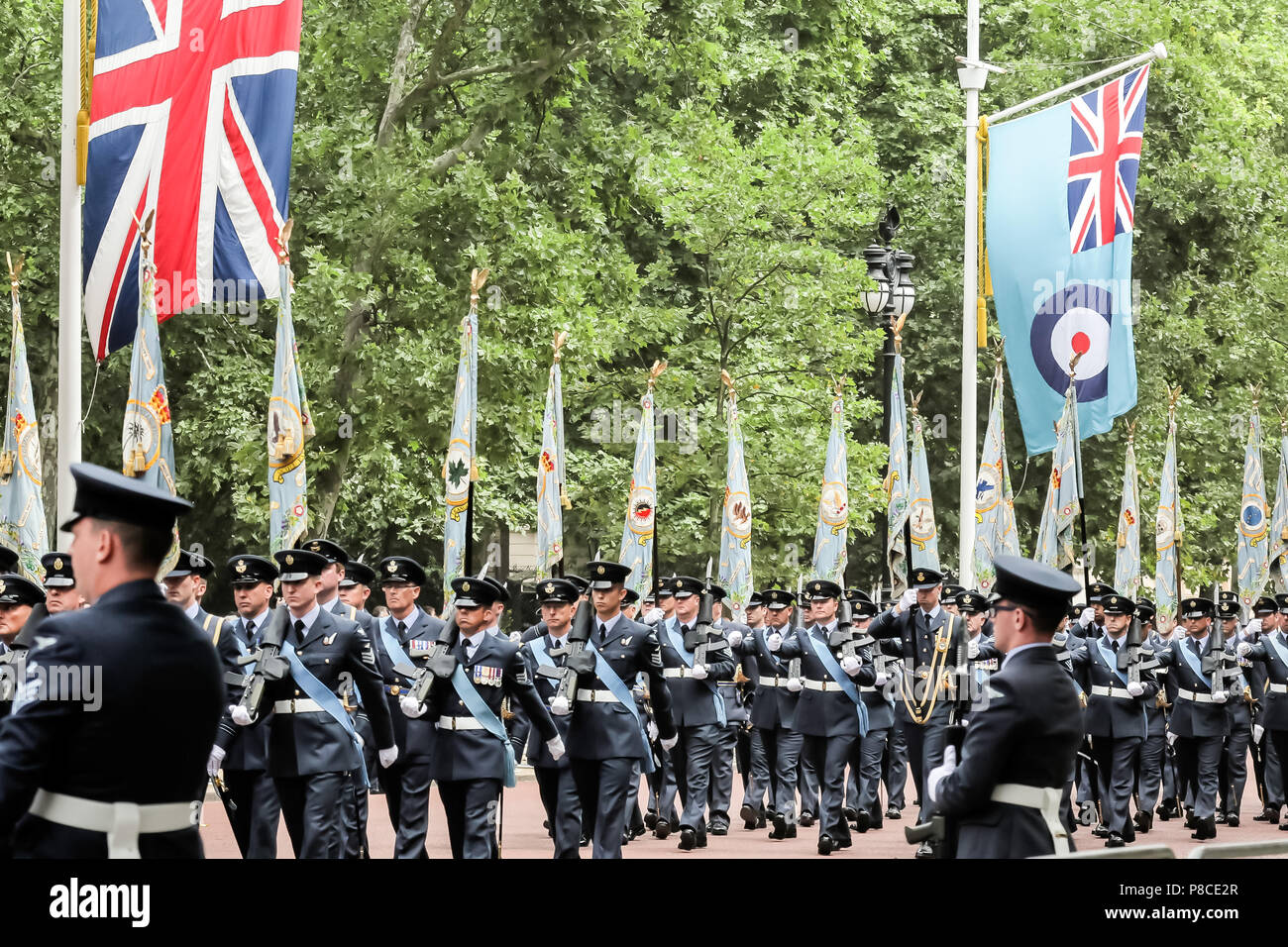 London, UK. 10th July 2018. RAF 100. Parade to celebrate the centenary of the Royal Air Force ...