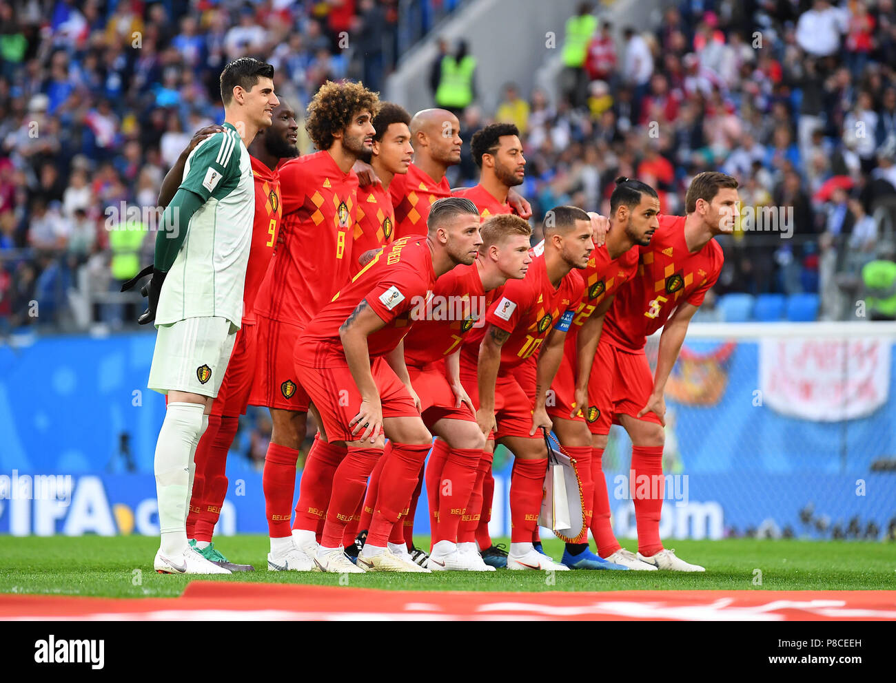 Belgium players line up for the team photo, back row from left to right ...