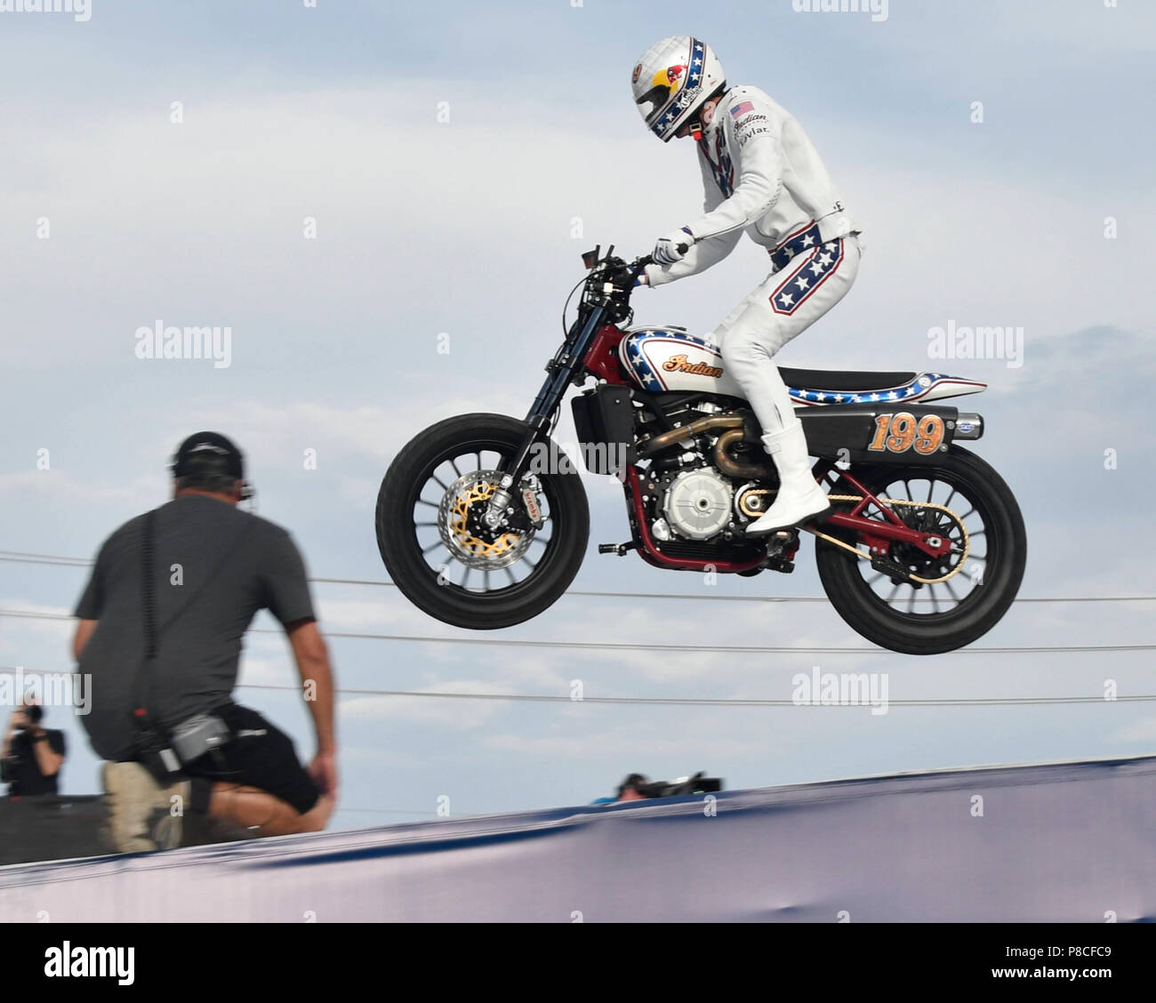 7-8-18. Las Vegas NV. X-Games rider Travis Pastrana does his first jump ...