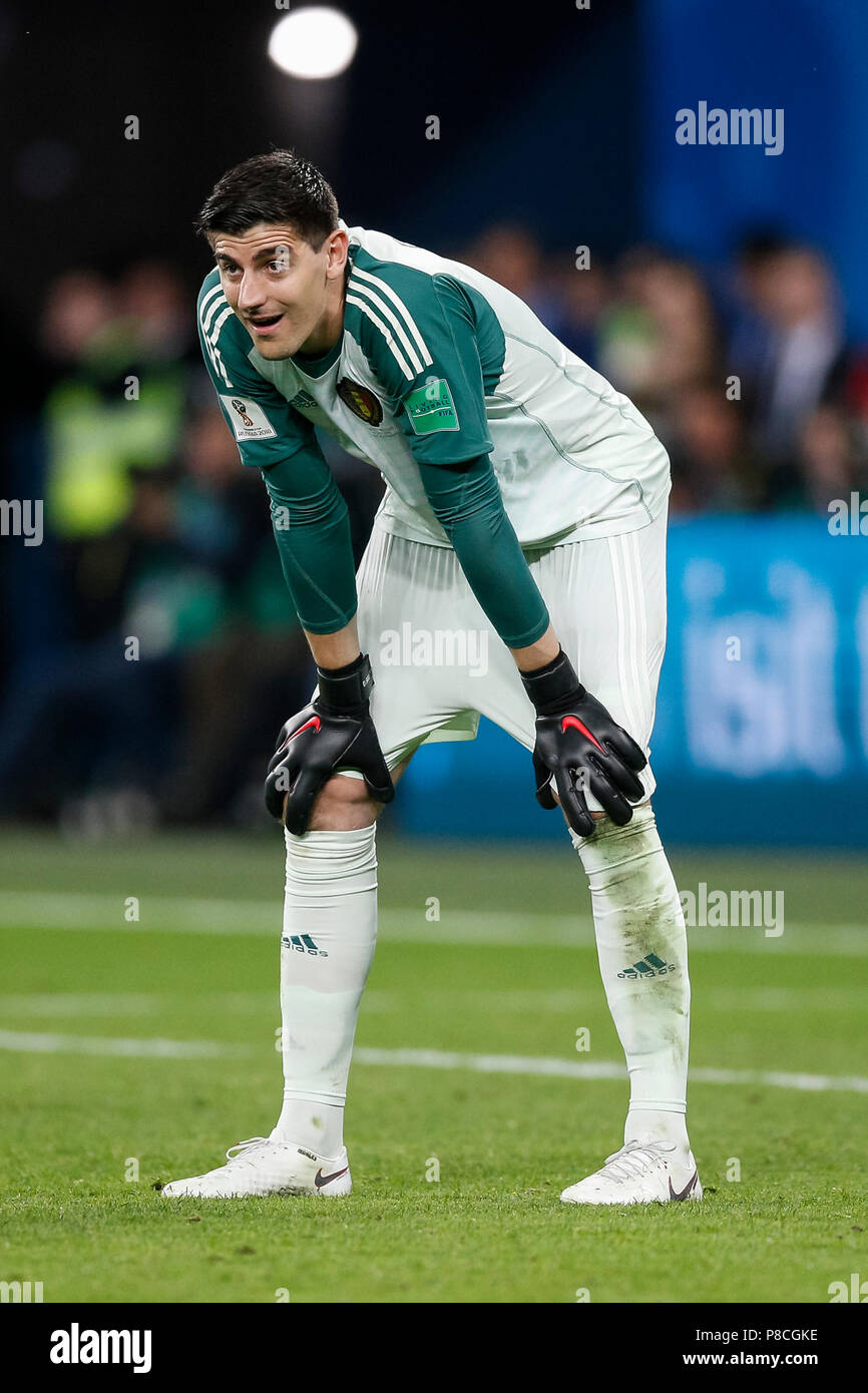 Thibaut Courtois of Belgium looks dejected during the 2018 FIFA World ...