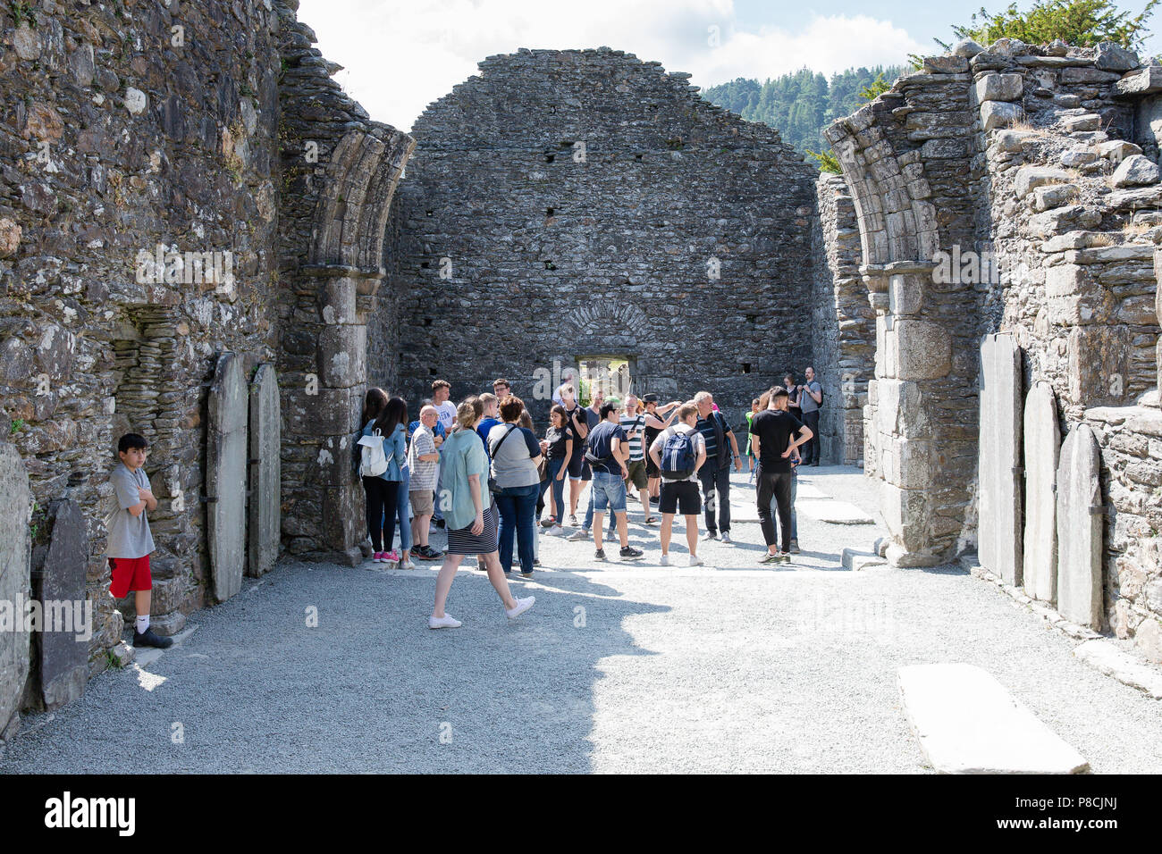 Glendalough, Wicklow, Ireland. 10th July 2018: Tourists visiting the ...