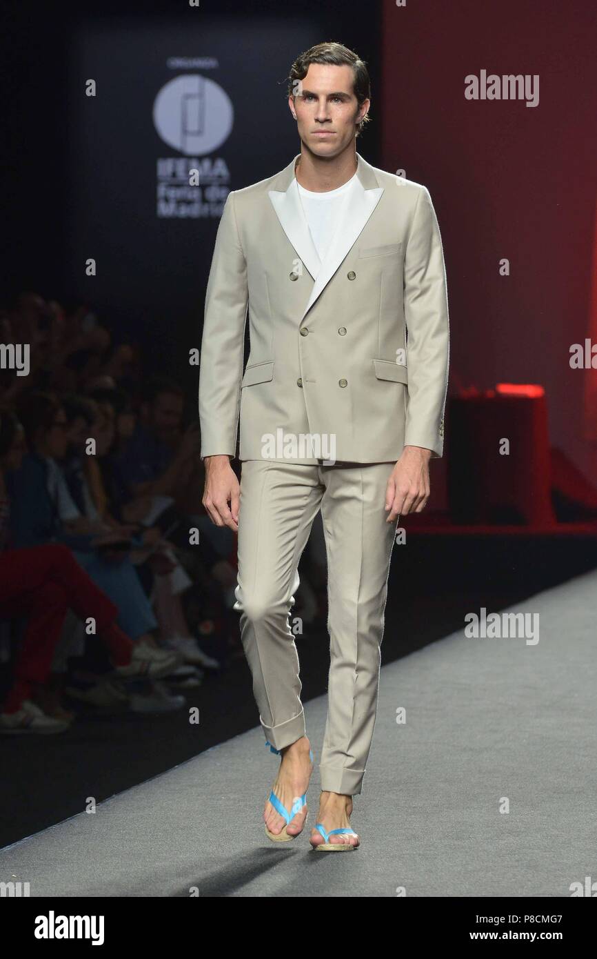 Model wears at collection runway a creation from Garcia Madrid during ...