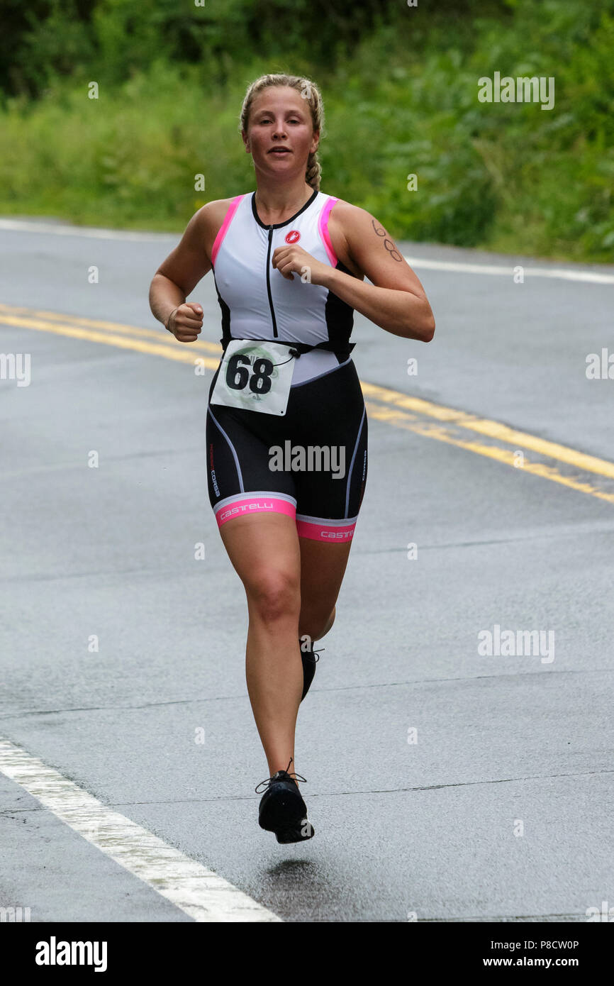 Lisa Dunne overall female winner during the run segment in the 2018 ...