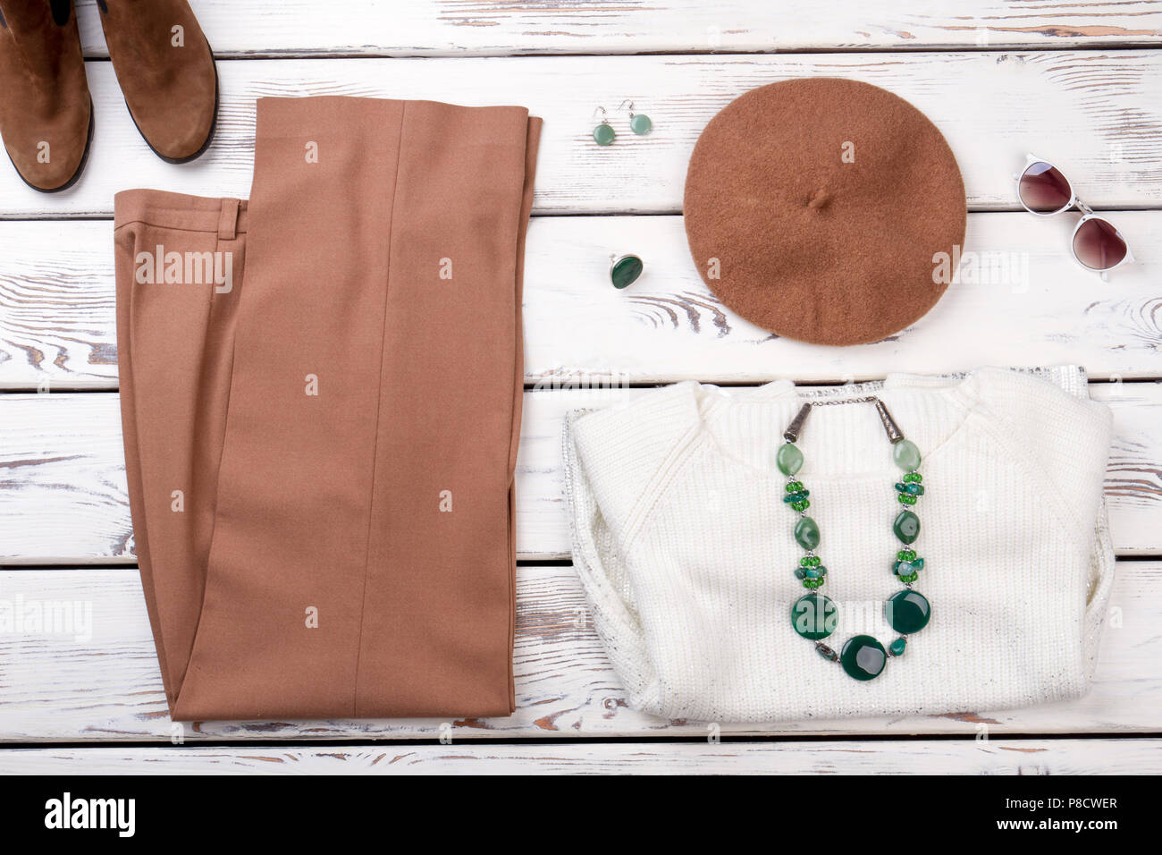 Collection of women's winter clothes Stock Photo - Alamy