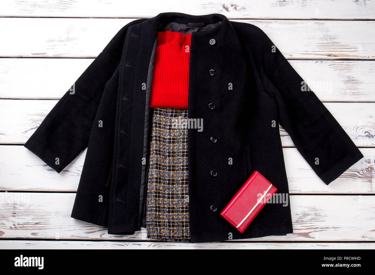 Set of stylish winter clothes concept Stock Photo - Alamy