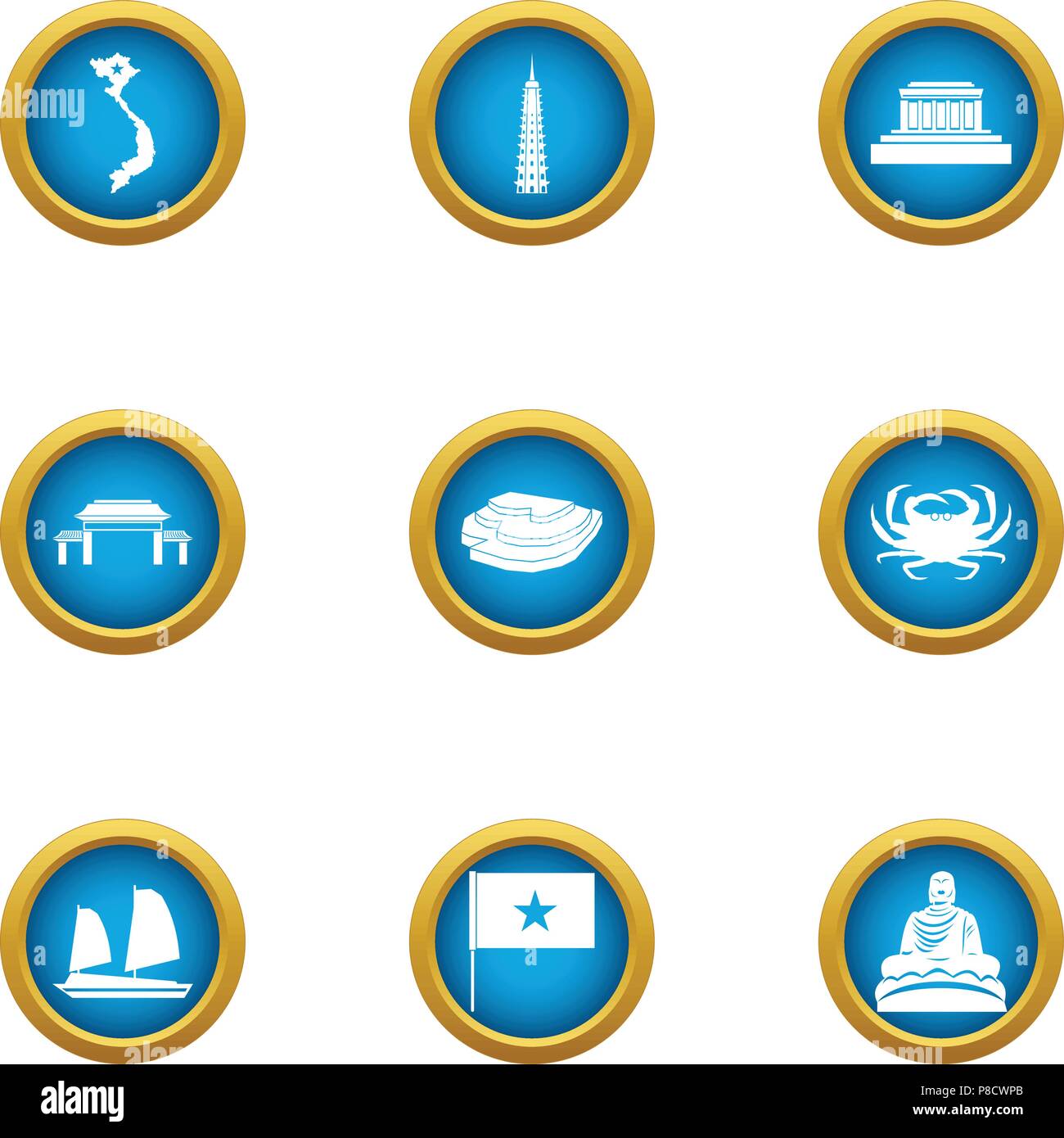 Vietnam asia icons set, flat style Stock Vector Image & Art - Alamy