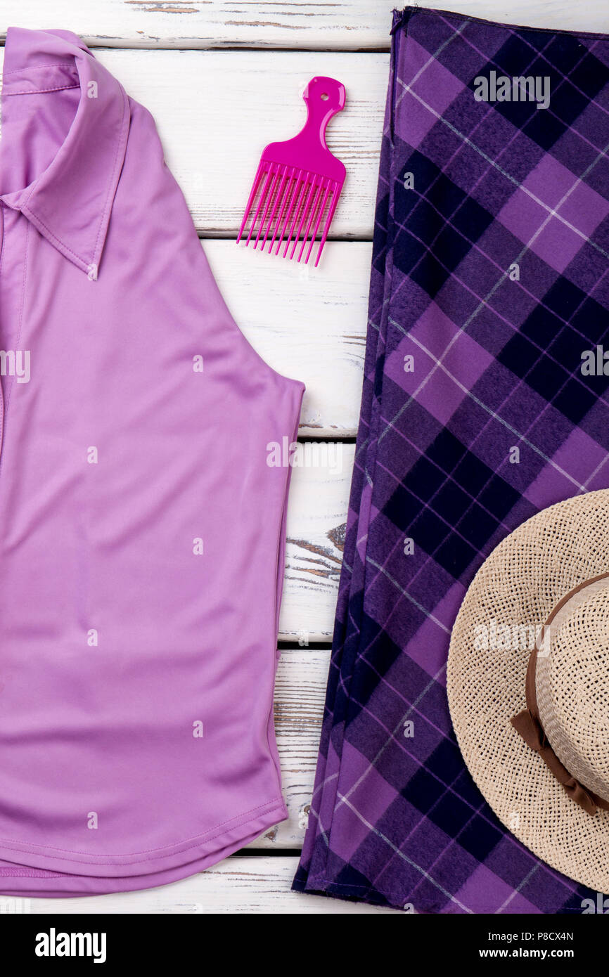 Violet summer clothes concept Stock Photo - Alamy