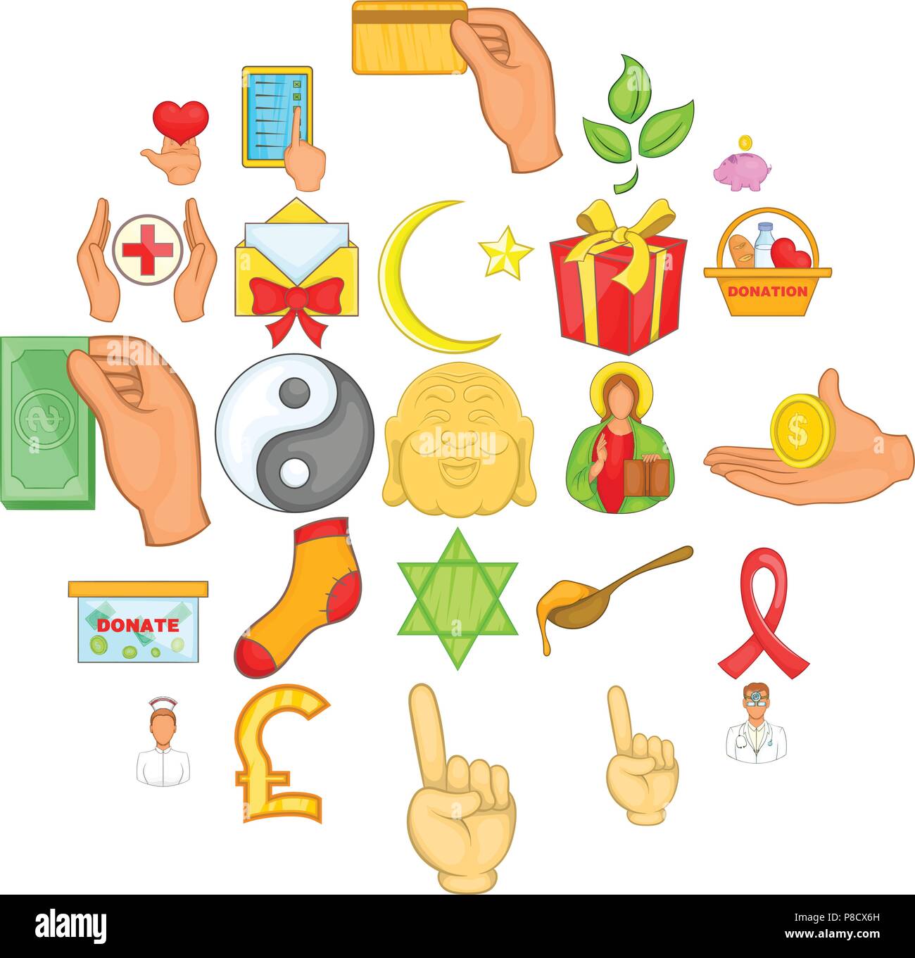 Donation icons set, cartoon style Stock Vector Image & Art - Alamy