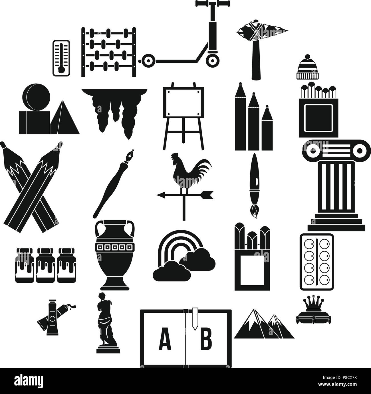 Drawing icons set, simple style Stock Vector Image & Art - Alamy