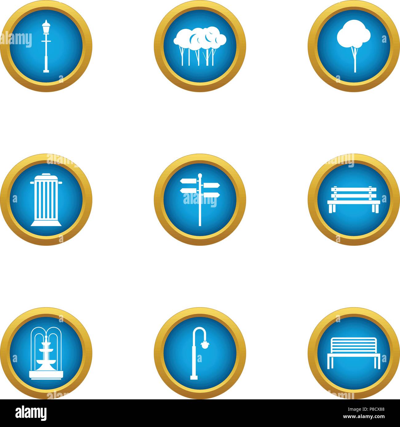 Park bench icons set, flat style Stock Vector Image & Art - Alamy