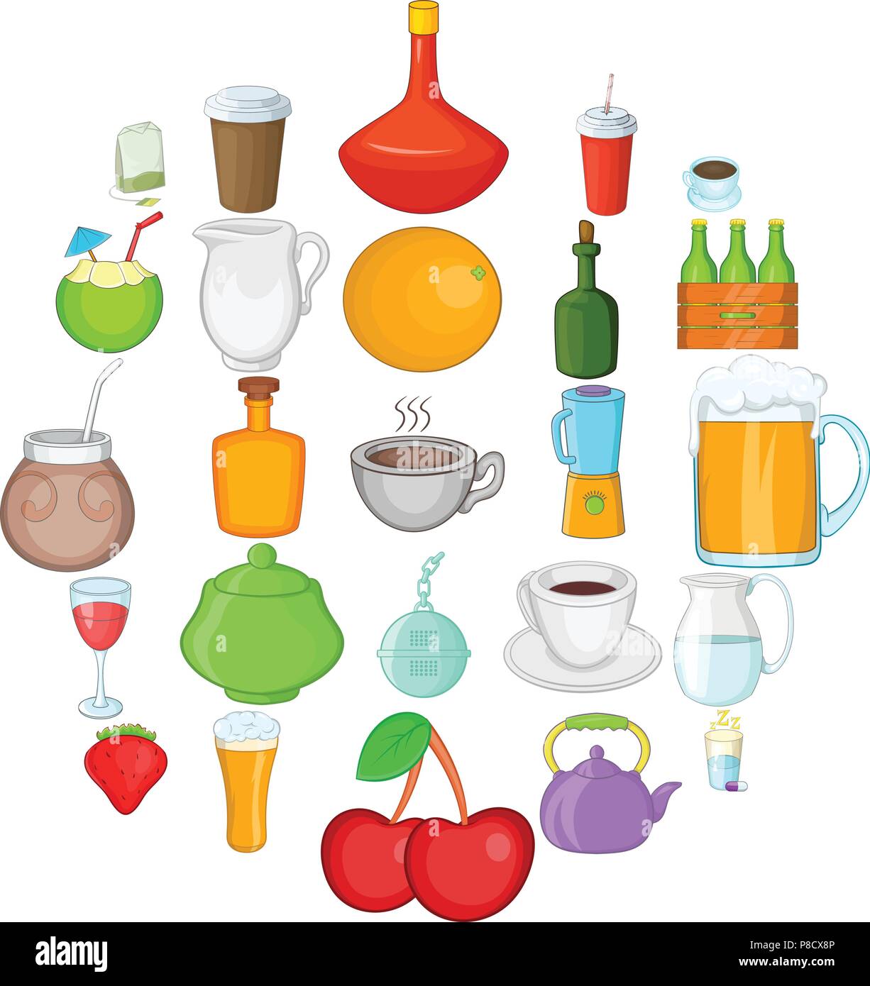 Boozing icons set, cartoon style Stock Vector Image & Art - Alamy