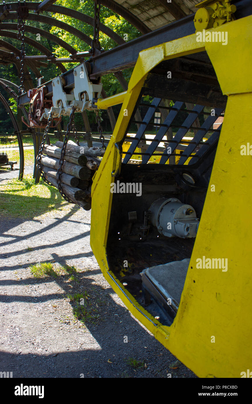 Old suspension locomotive for mining black coal - outdoor Stock Photo ...