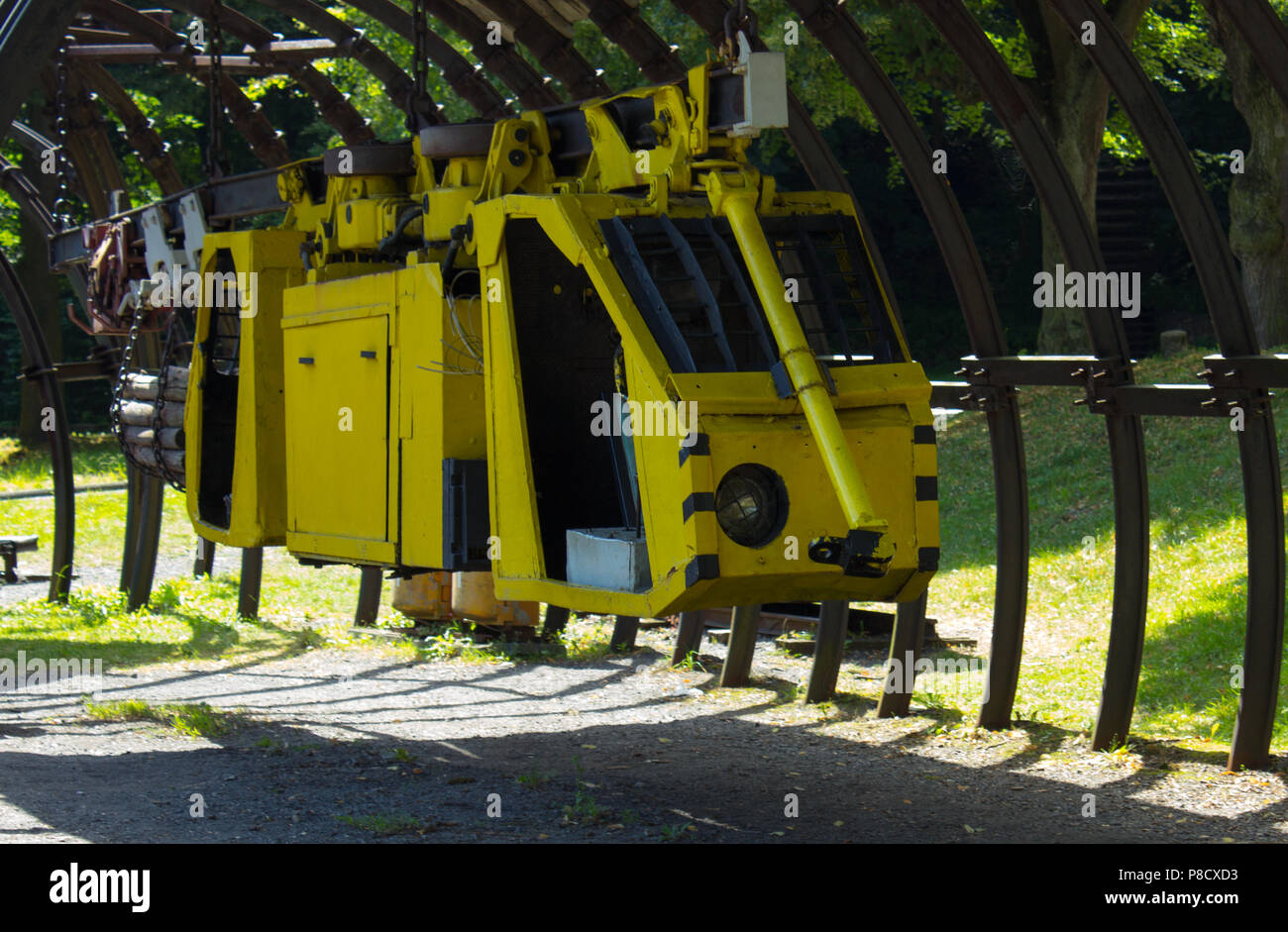Old suspension locomotive for mining black coal - outdoor Stock Photo ...
