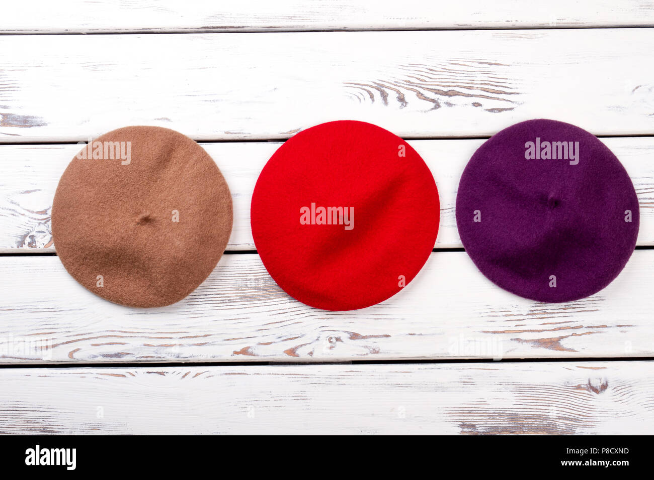 Three colourful berets Stock Photo - Alamy