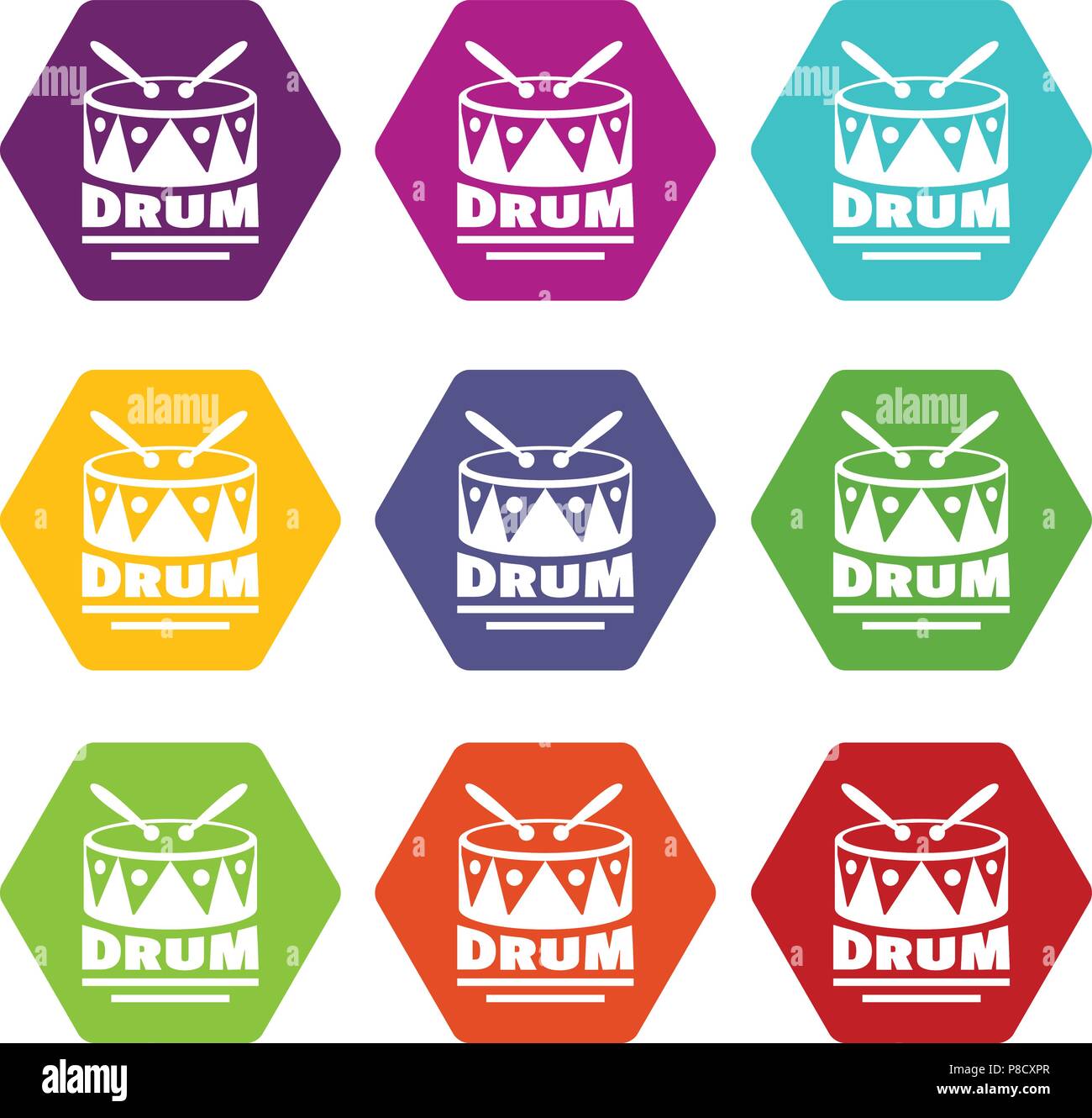 Drum icons set 9 vector Stock Vector Image & Art - Alamy