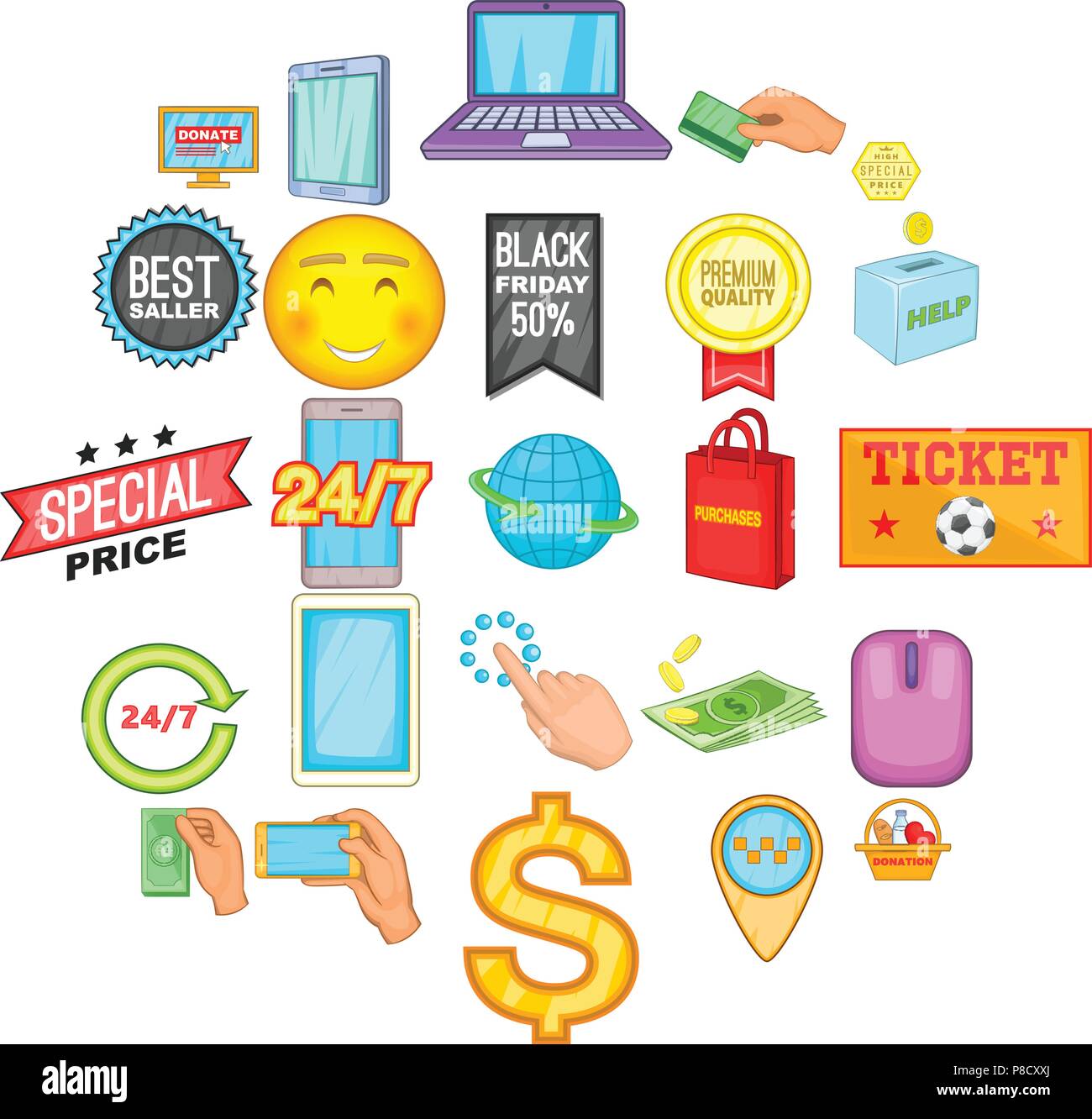 E-commerce icons set, cartoon style Stock Vector Image & Art - Alamy