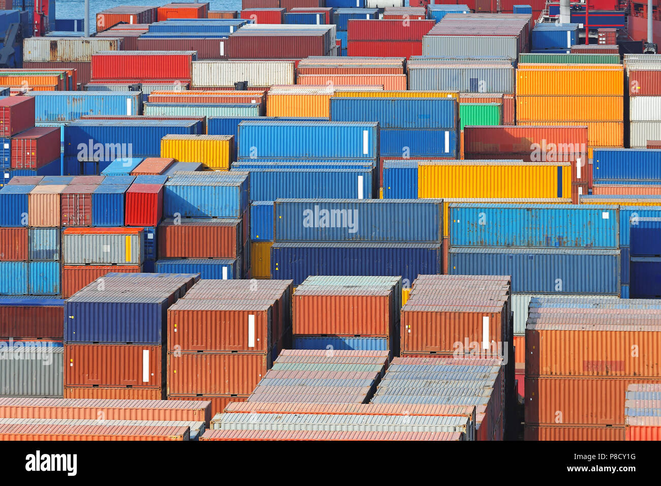 Aerial view of intermodal containers at cargo port Stock Photo - Alamy