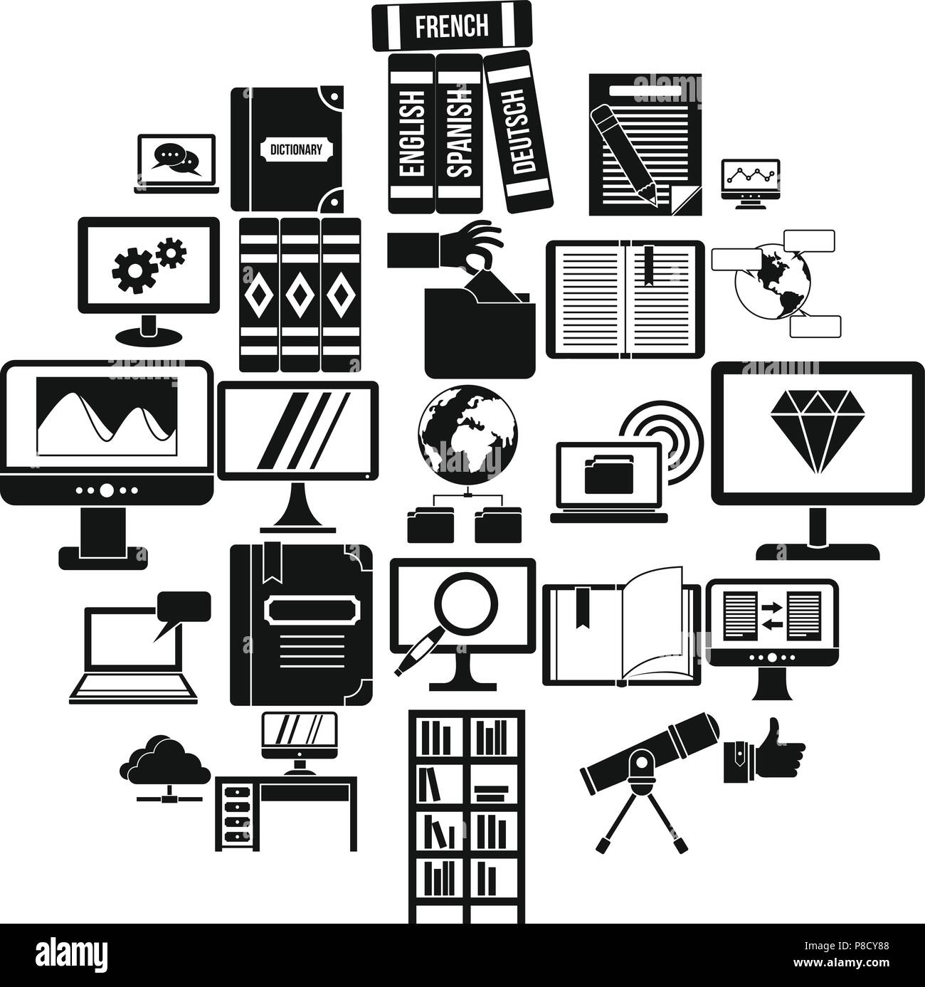 Explorer icons set, simple style Stock Vector Image & Art - Alamy